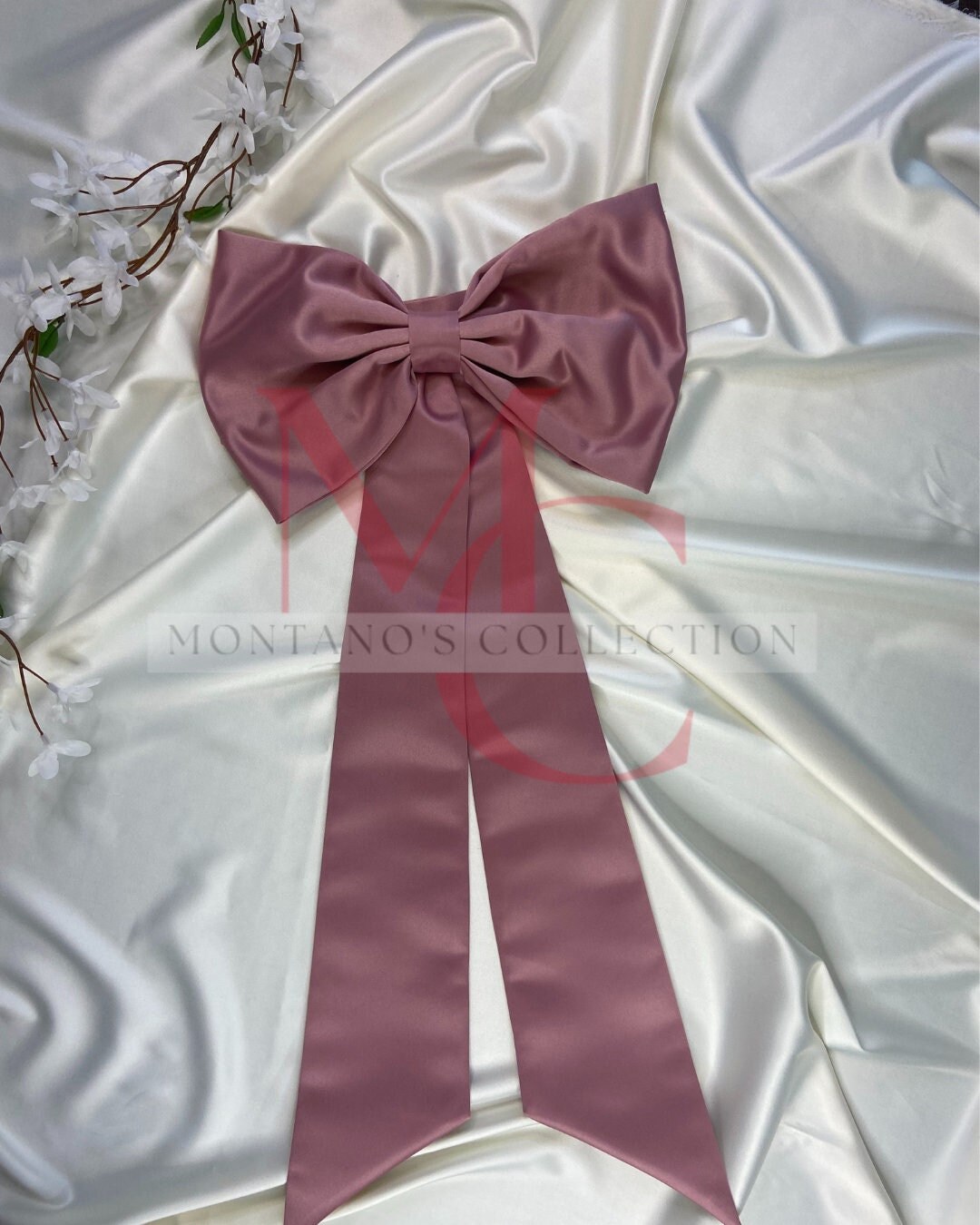 Big Bow for Dress, Detachable Satin Bow for Flower Girl Dress, Dusty ...