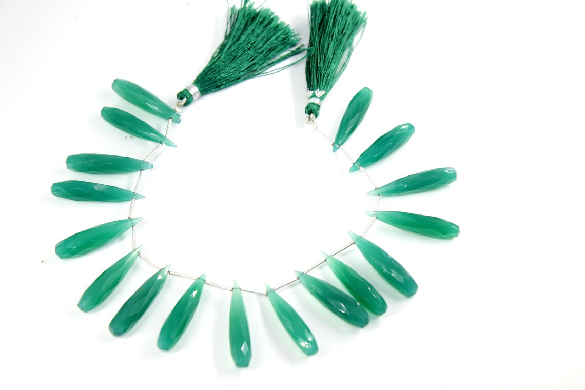 Green Onyx Long Tear Drop Faceted Beads Green Long Tear Drop Beads ...