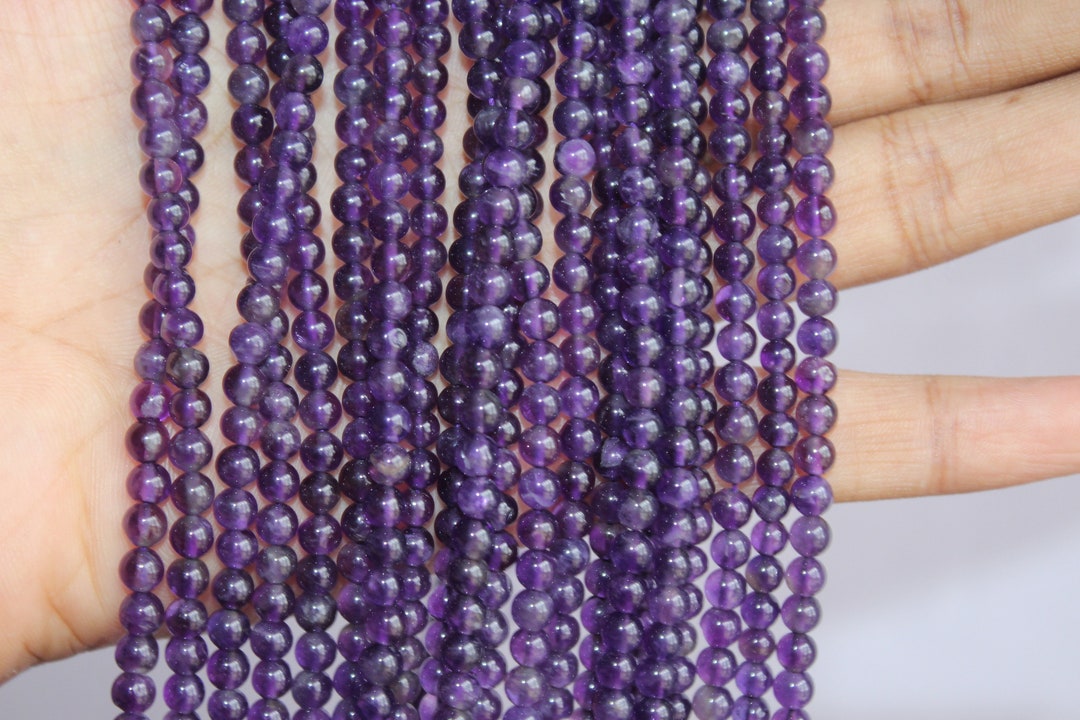Natural Amethyst Smooth Round Ball Beads,13 "strand,4- 5 Mm,aaa Quality ...