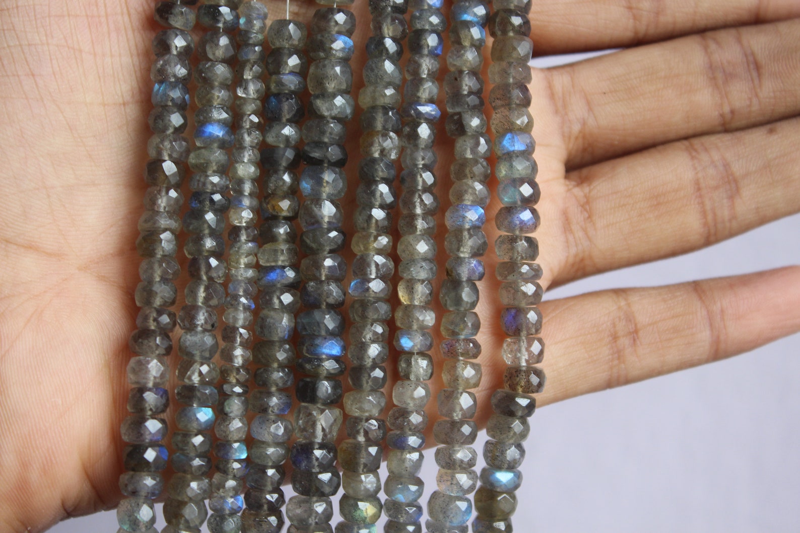 Natural Labradorite Faceted Rondelle Beads 10 | Etsy