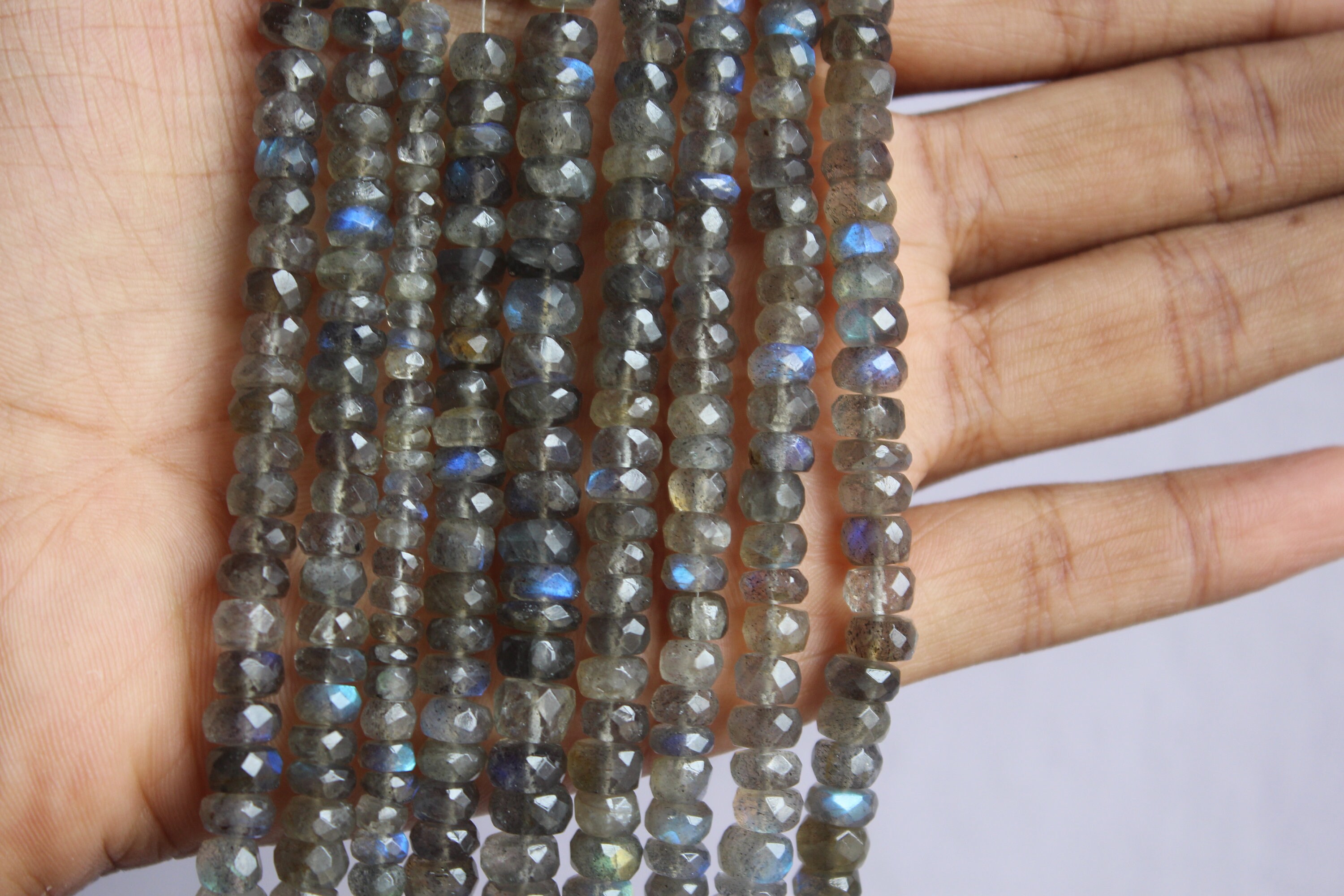 Natural Labradorite Faceted Rondelle Beads 10 | Etsy