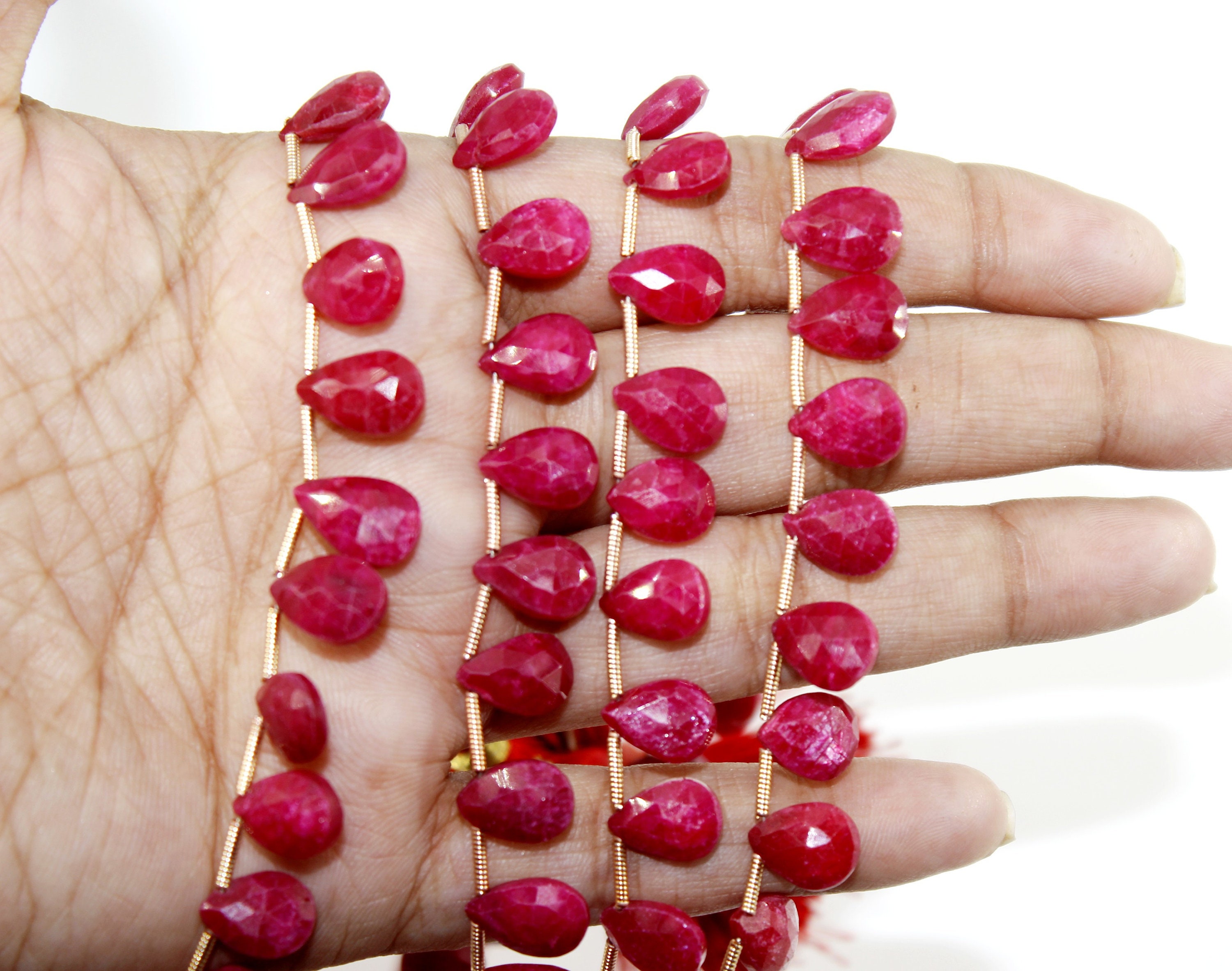 Ruby Pear Shape Faceted Briolettes AAA Ruby Corundum Pear | Etsy