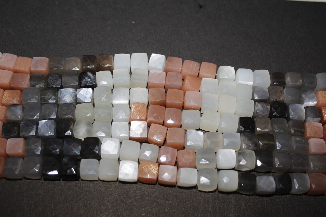 Multi Moonstone Cube Shape Beads Multi Moonstone Box Shape - Etsy India