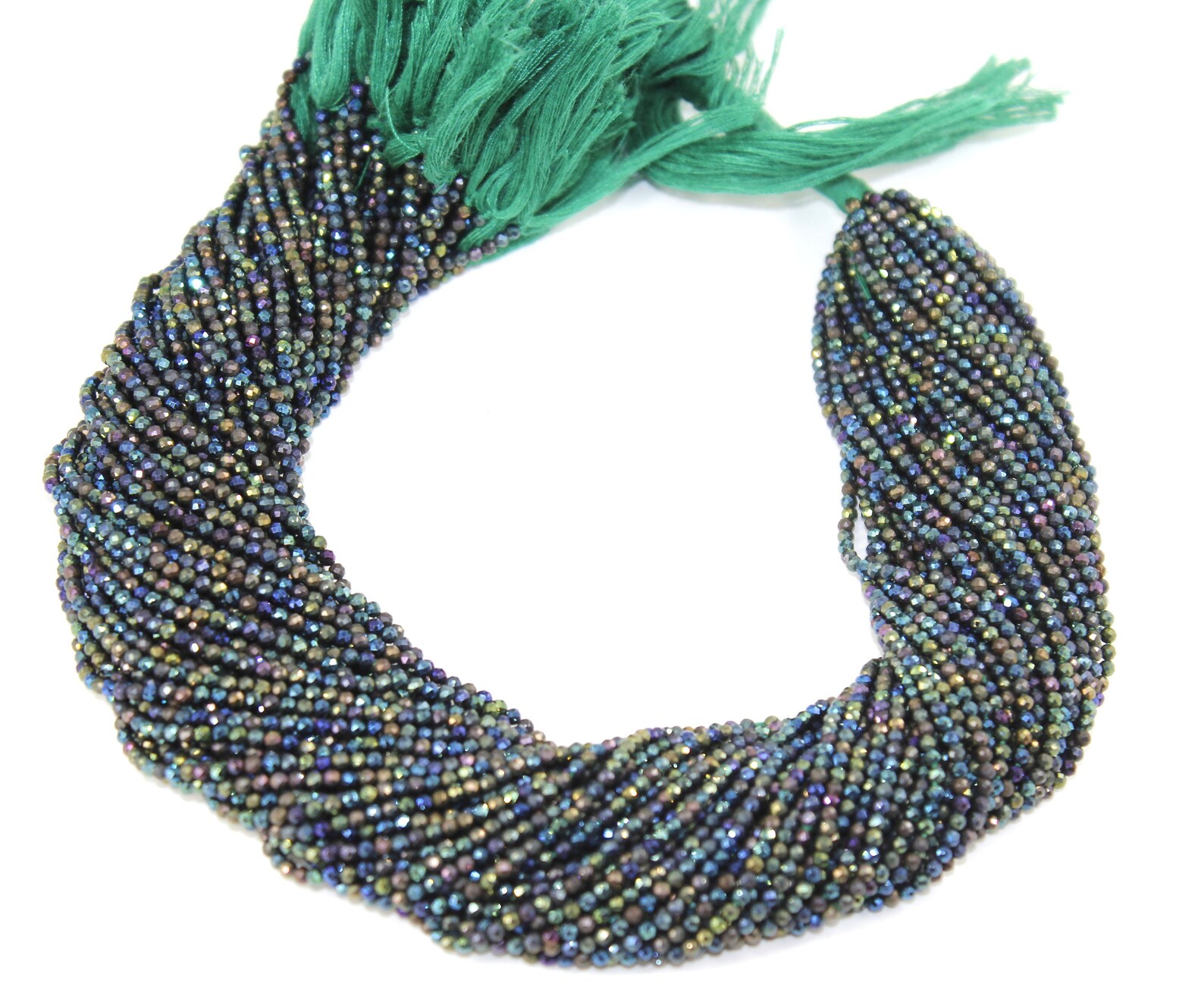 Black Spinel Green Mystic Coated Beads, 2 Mm Green Mystic Faceted ...