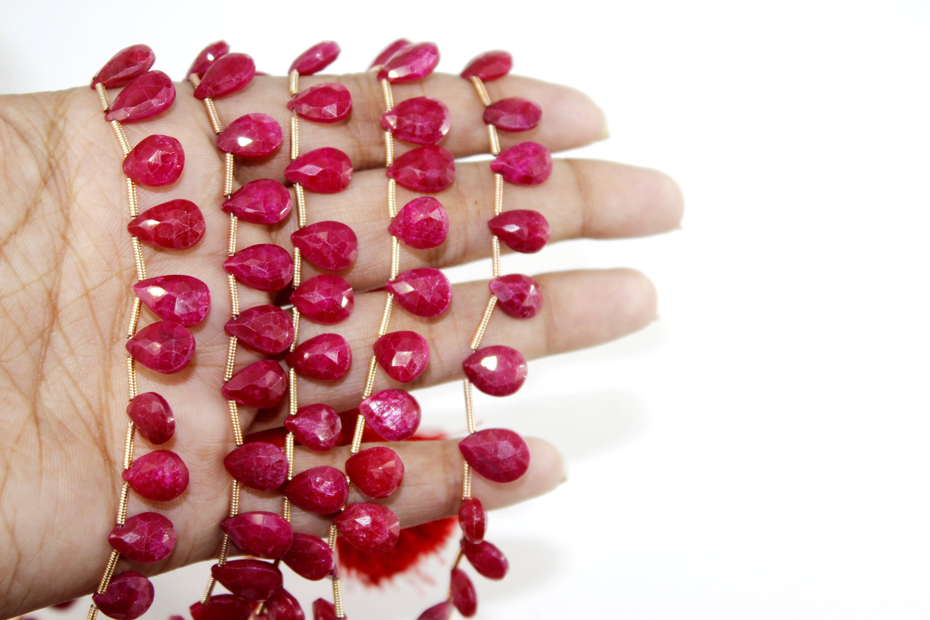 Ruby Pear Shape Faceted Briolettes AAA Ruby Corundum Pear | Etsy