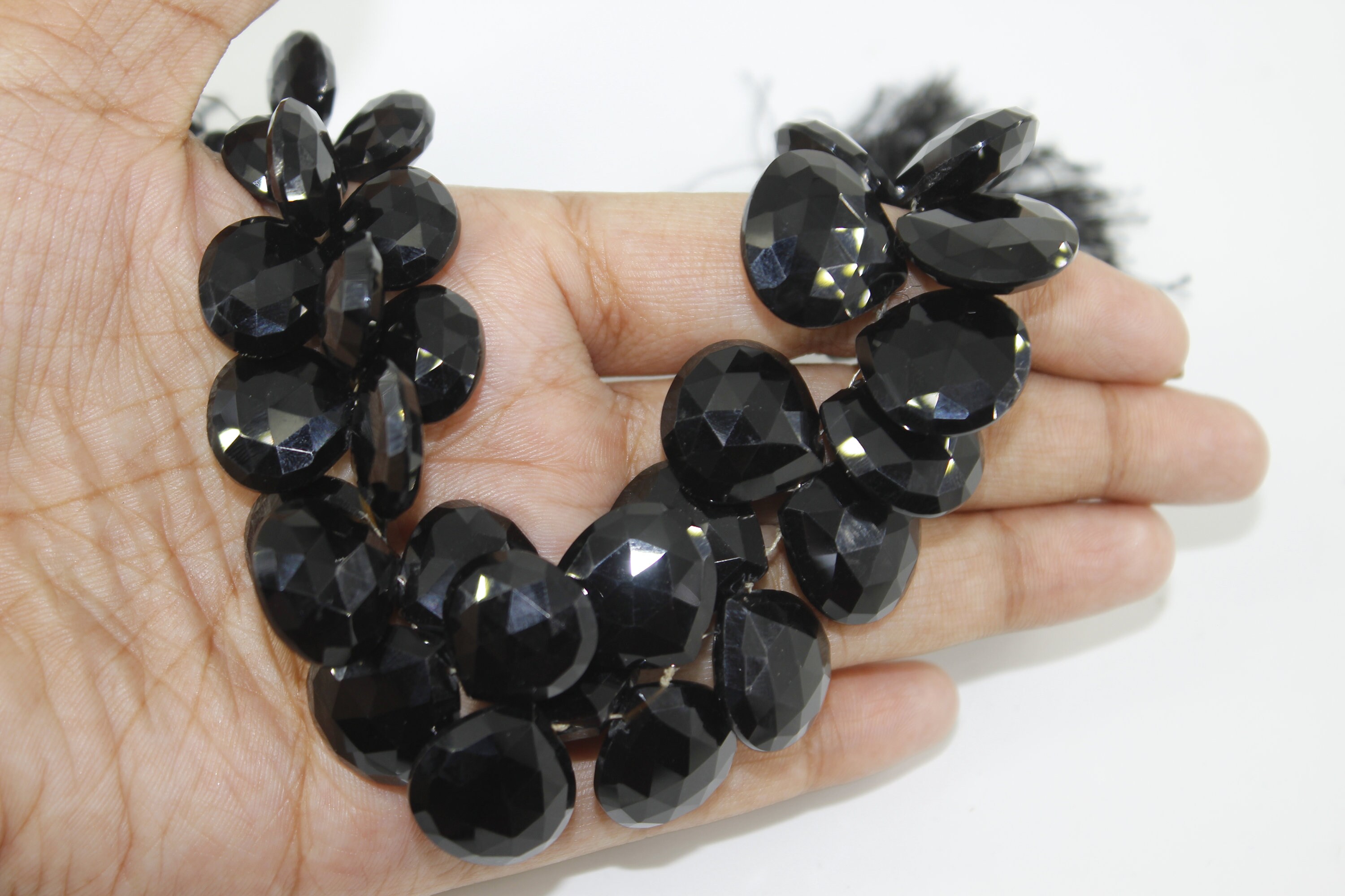 Black Spinel Heart Shape Briolette, Black Spinel Faceted Beads, Natural ...