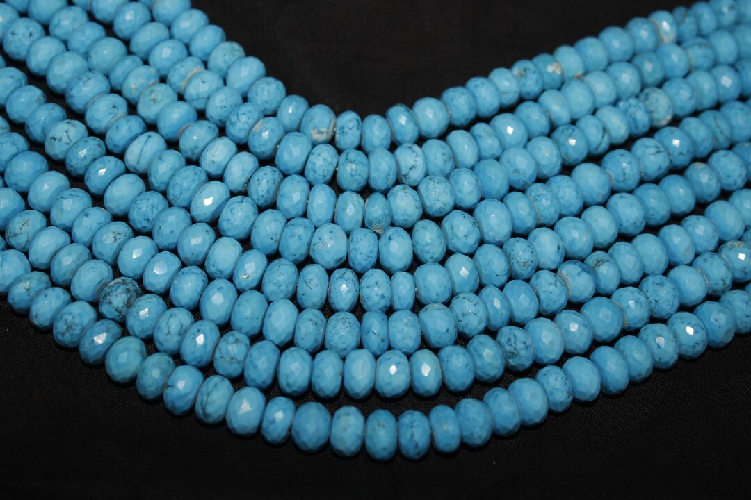 Natural Turquoise Faceted Rondelle Beads, 8-9 Mm Turquoise Faceted ...
