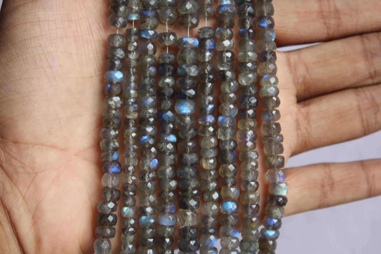 Natural Labradorite Faceted Rondelle Beads 10 | Etsy