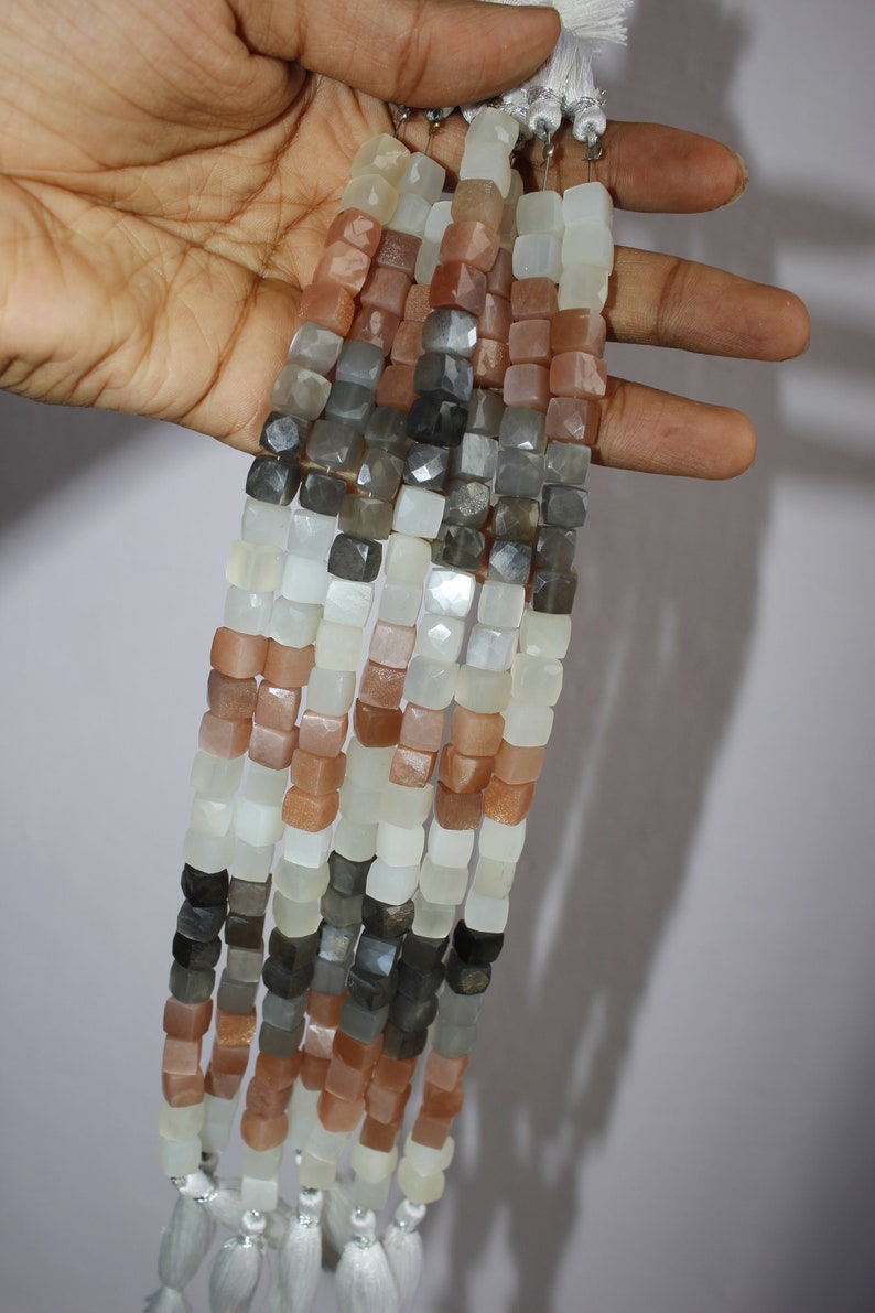 Multi Moonstone Cube Shape Beads Multi Moonstone Box Shape | Etsy