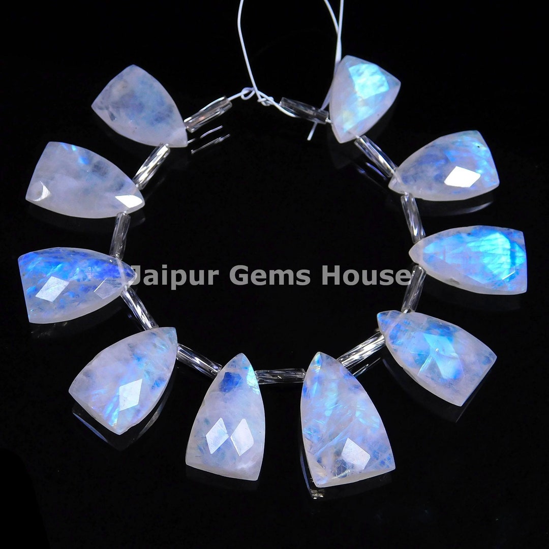 AAA Rainbow Moonstone Faceted Triangle Shape Briolette Bead, 9X14-11X18 ...