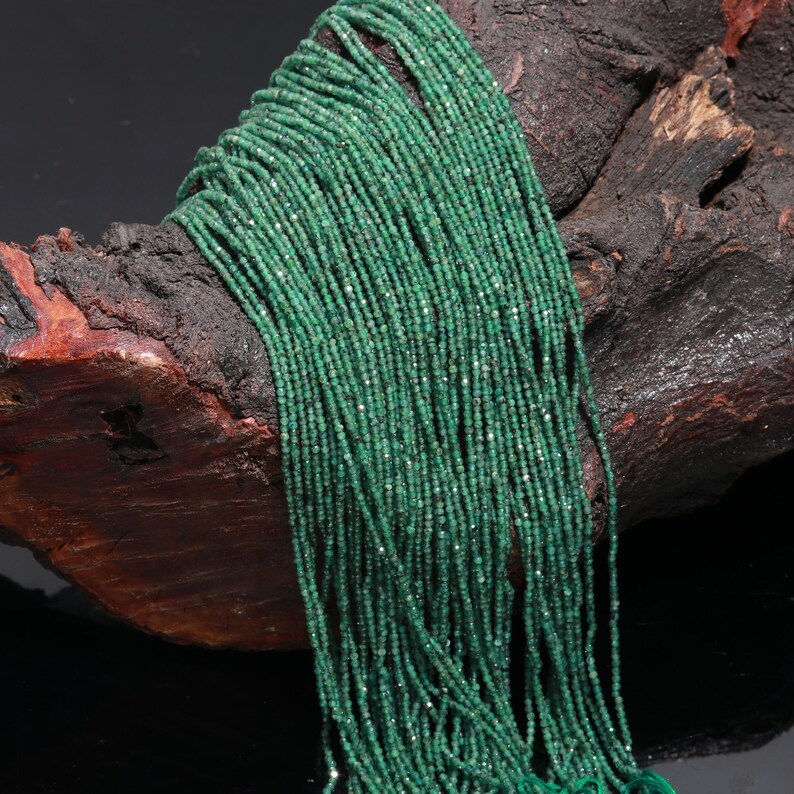AAA+ Quality Natural Emerald Faceted Round Beads 2mm Natural Zambia ...