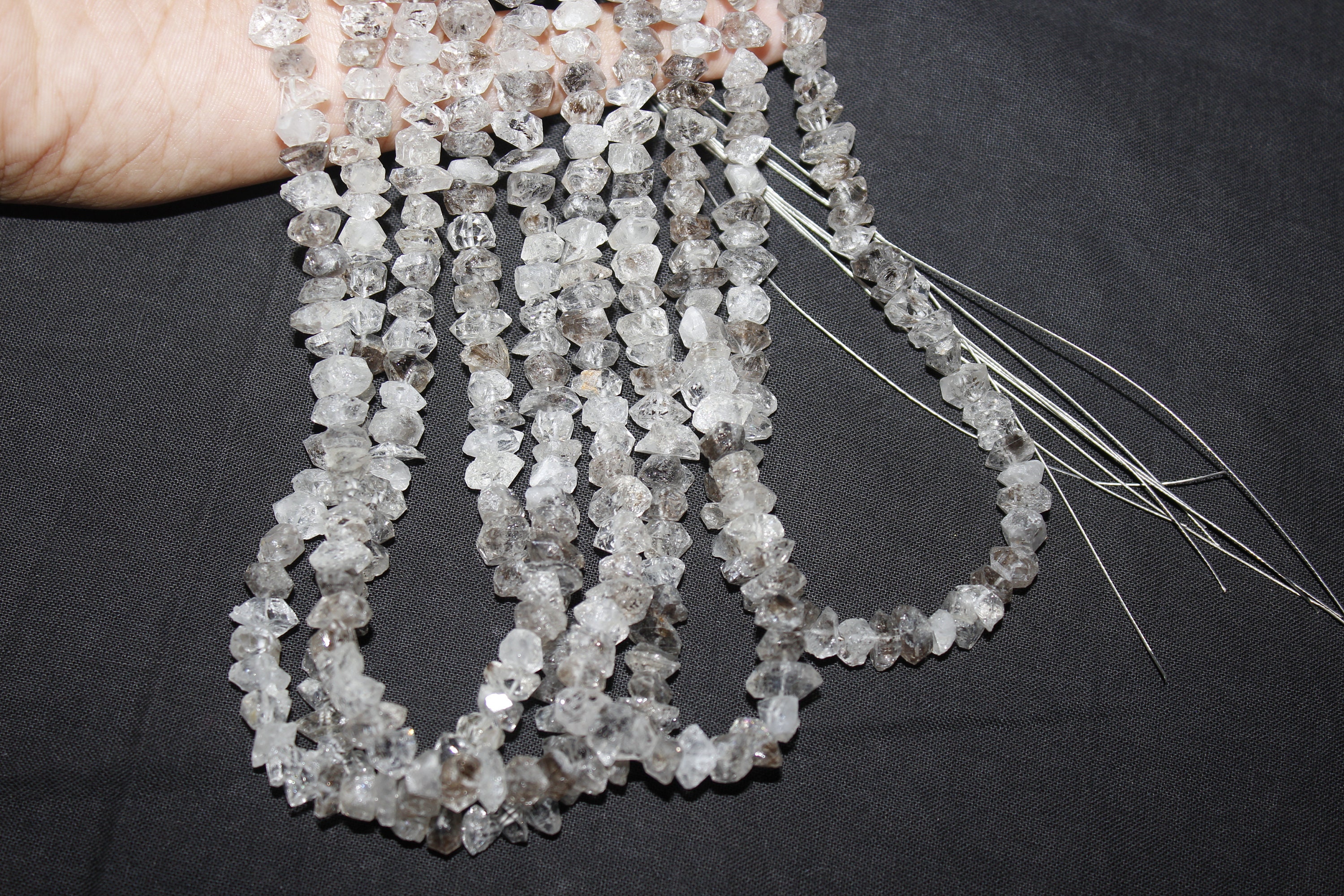 Herkimer Diamond Quartz Beads Herkimer Diamond with black | Etsy