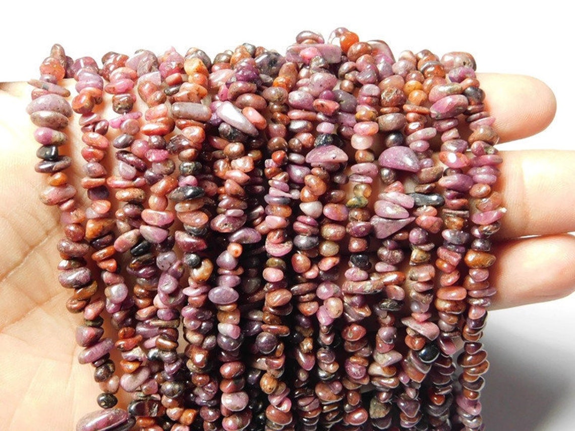 Natural Ruby Smooth Uncut Chips,34" Strand,aaa Quality Ruby Smooth Raw ...
