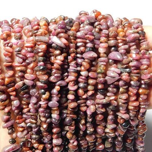 Natural Ruby Smooth Uncut Chips,34" Strand,aaa Quality Ruby Smooth Raw ...