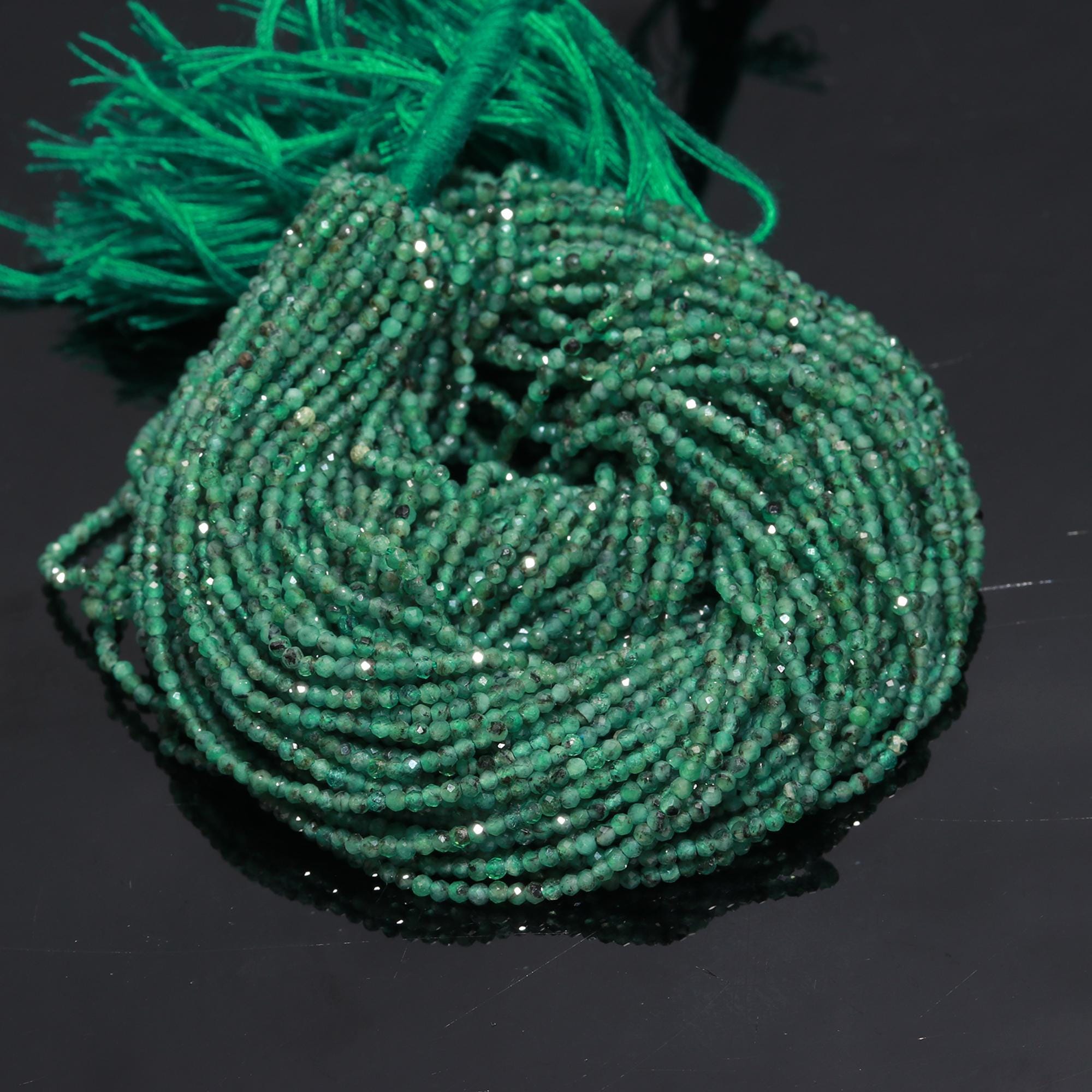 AAA+ Quality Natural Emerald Faceted Round Beads 2mm Natural Zambia ...