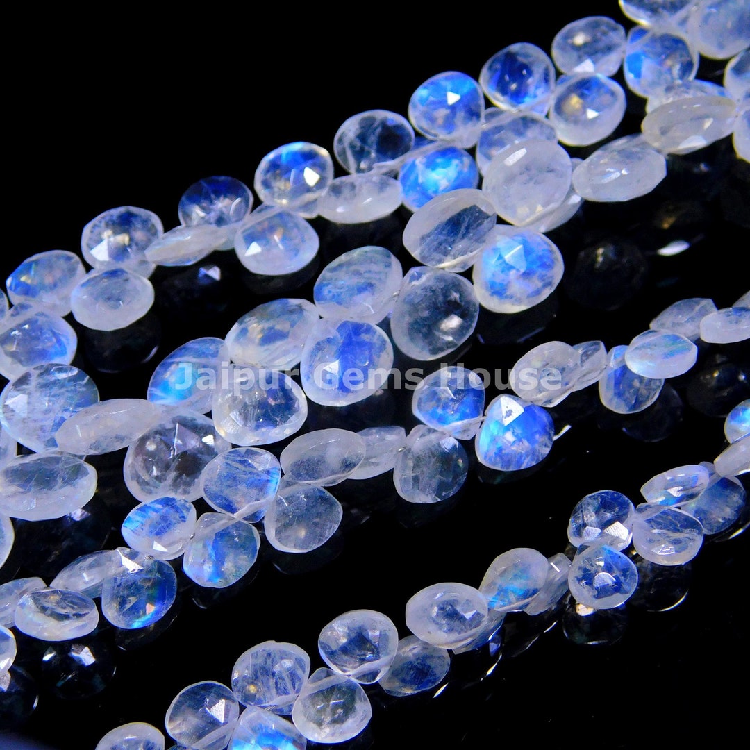 AAA Rainbow Moonstone Faceted Heart Shape Beads, Natural Flashy Rainbow ...