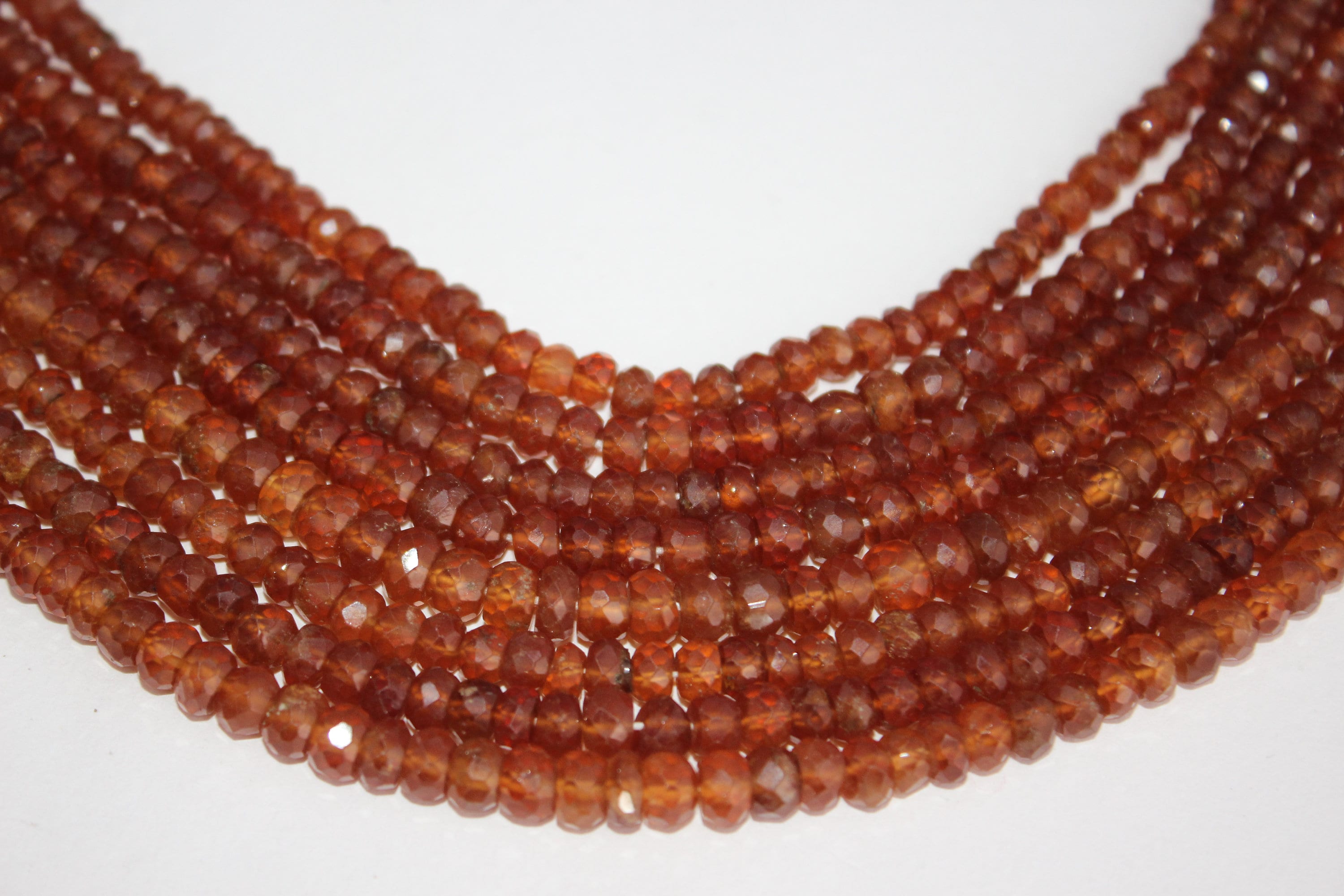 Natural Hessonite Faceted Rondelle Beads 13 | Etsy