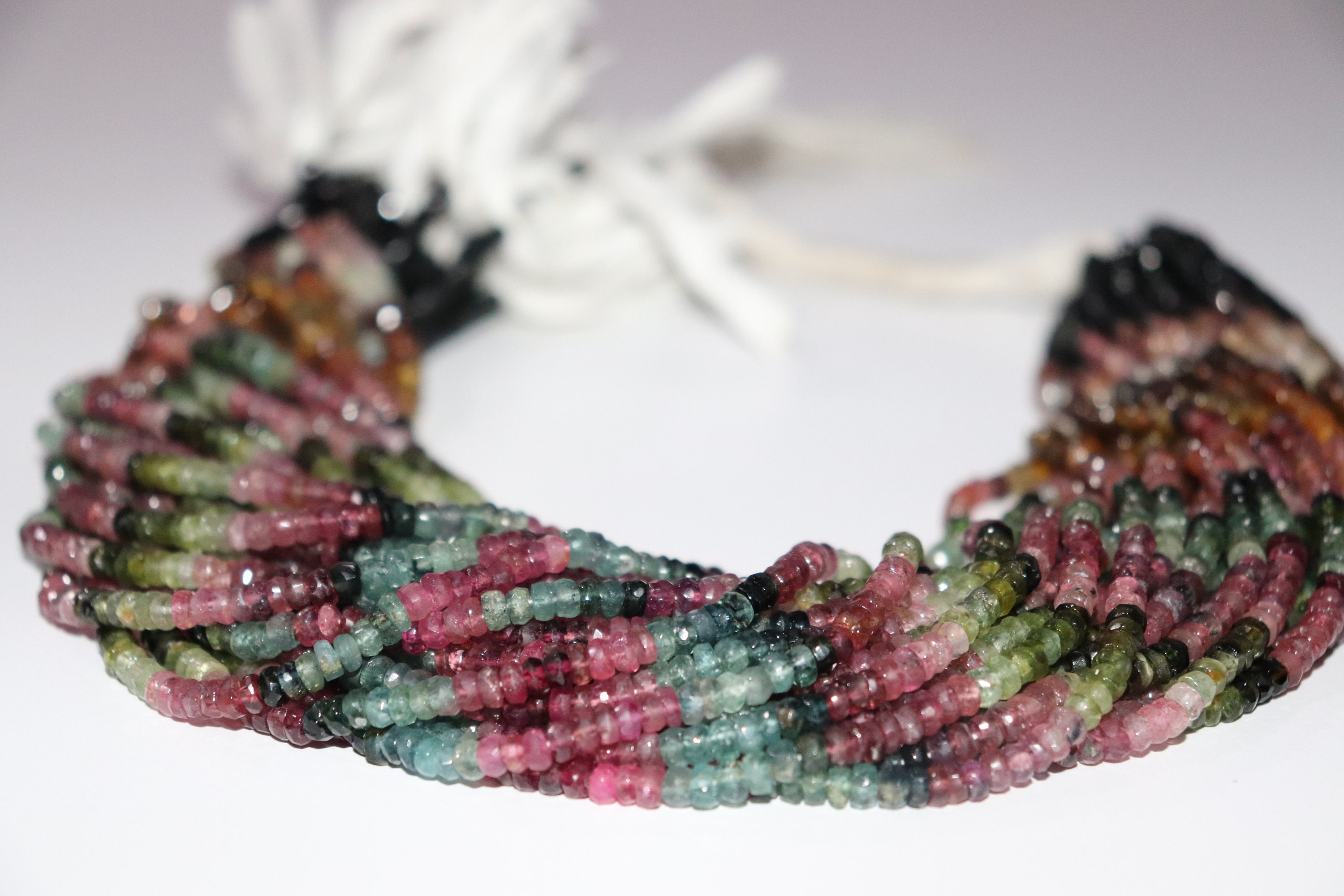 Multi TOURMALINE Faceted Rondelle Beads, Multicolor Tourmaline Rondelle ...