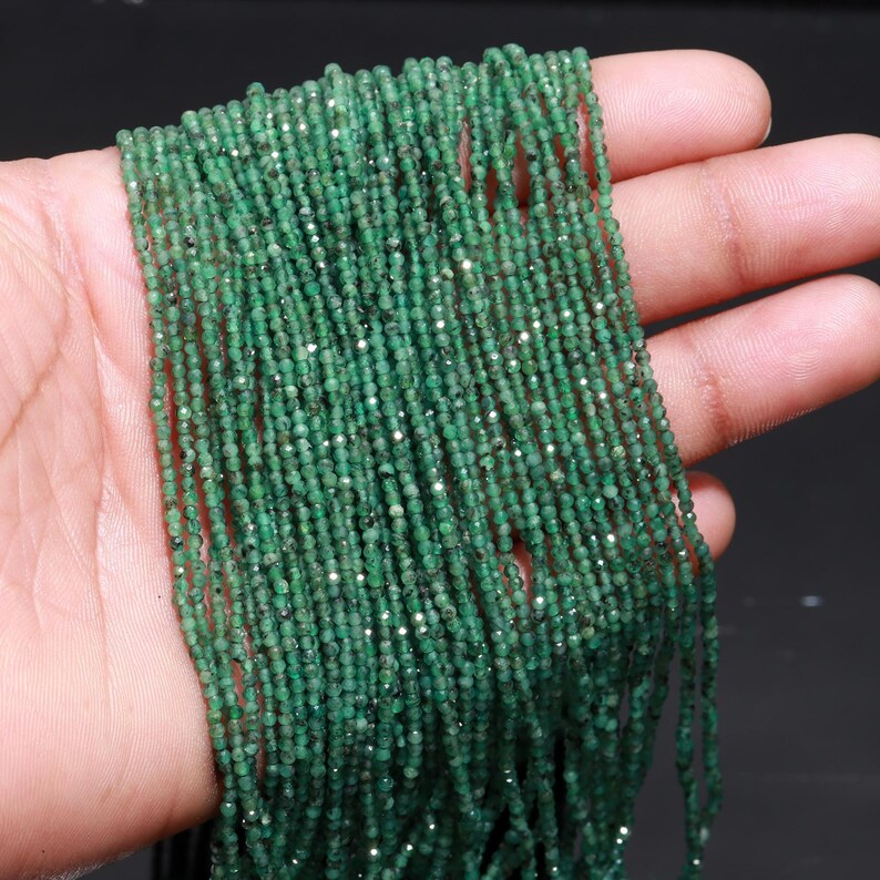 AAA+ Quality Natural Emerald Faceted Round Beads 2mm Natural Zambia ...
