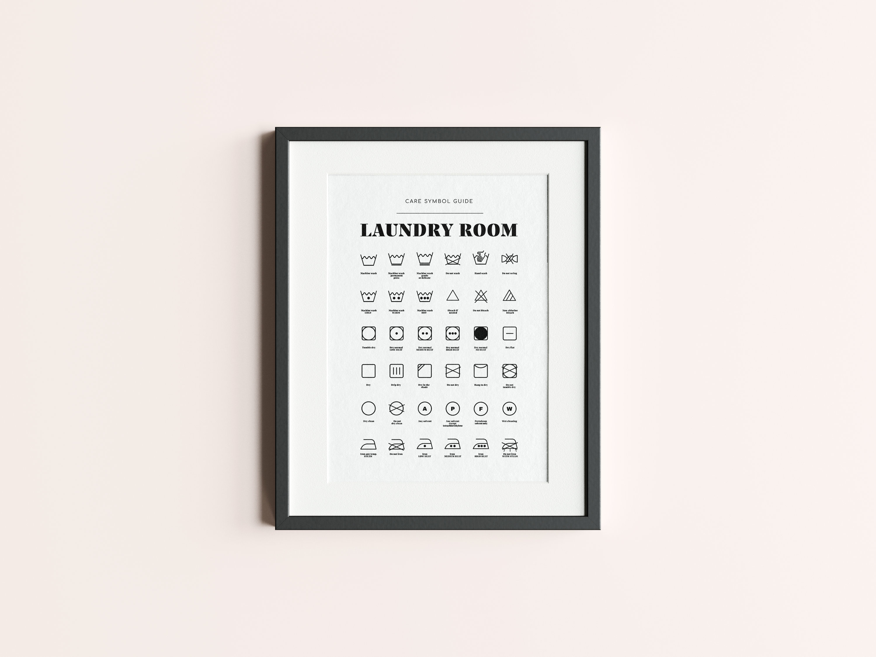 Laundry Room Poster, Laundry Room Symbols Print, Laundry Room Signs ...