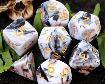 Dnd Dice Set / White Jade Pearl Marble Swirl Polyhedral Dice / D&D Dice ...