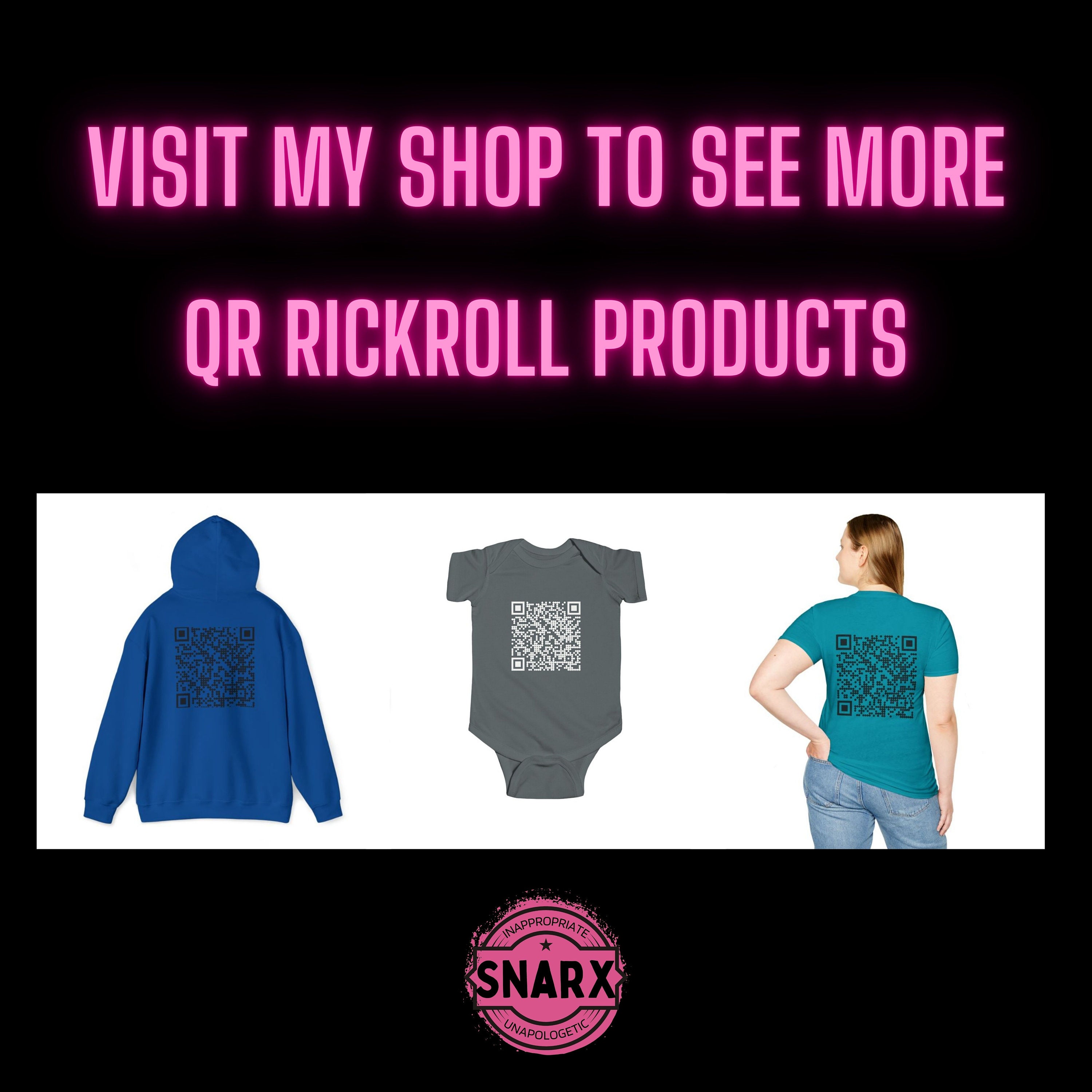 Rickroll QR Code Hoodie, Funny Hoodie, Graphic Hoodie, Christmas Gift ...