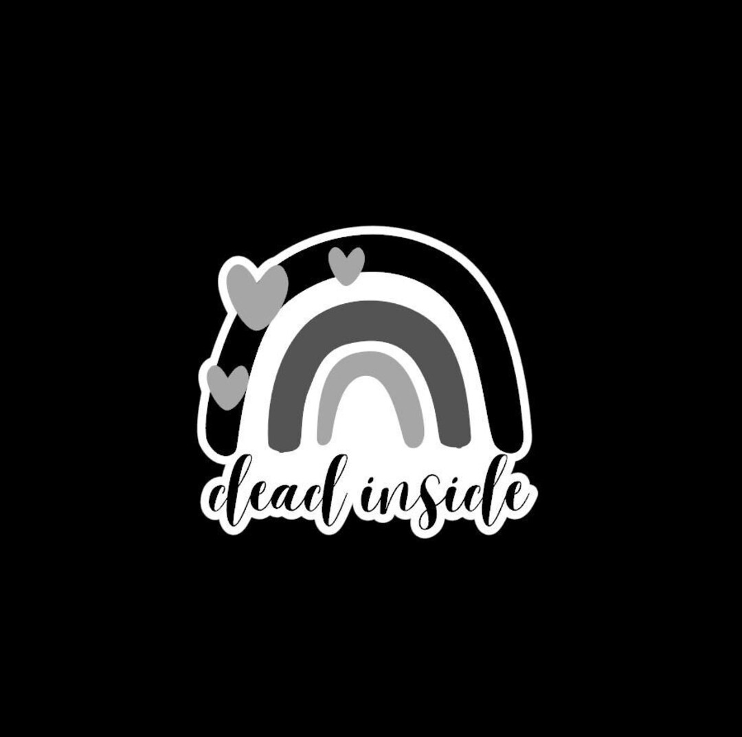 Dead Inside Sticker, Black Rainbow Waterproof Vinyl Sticker, Book Love ...
