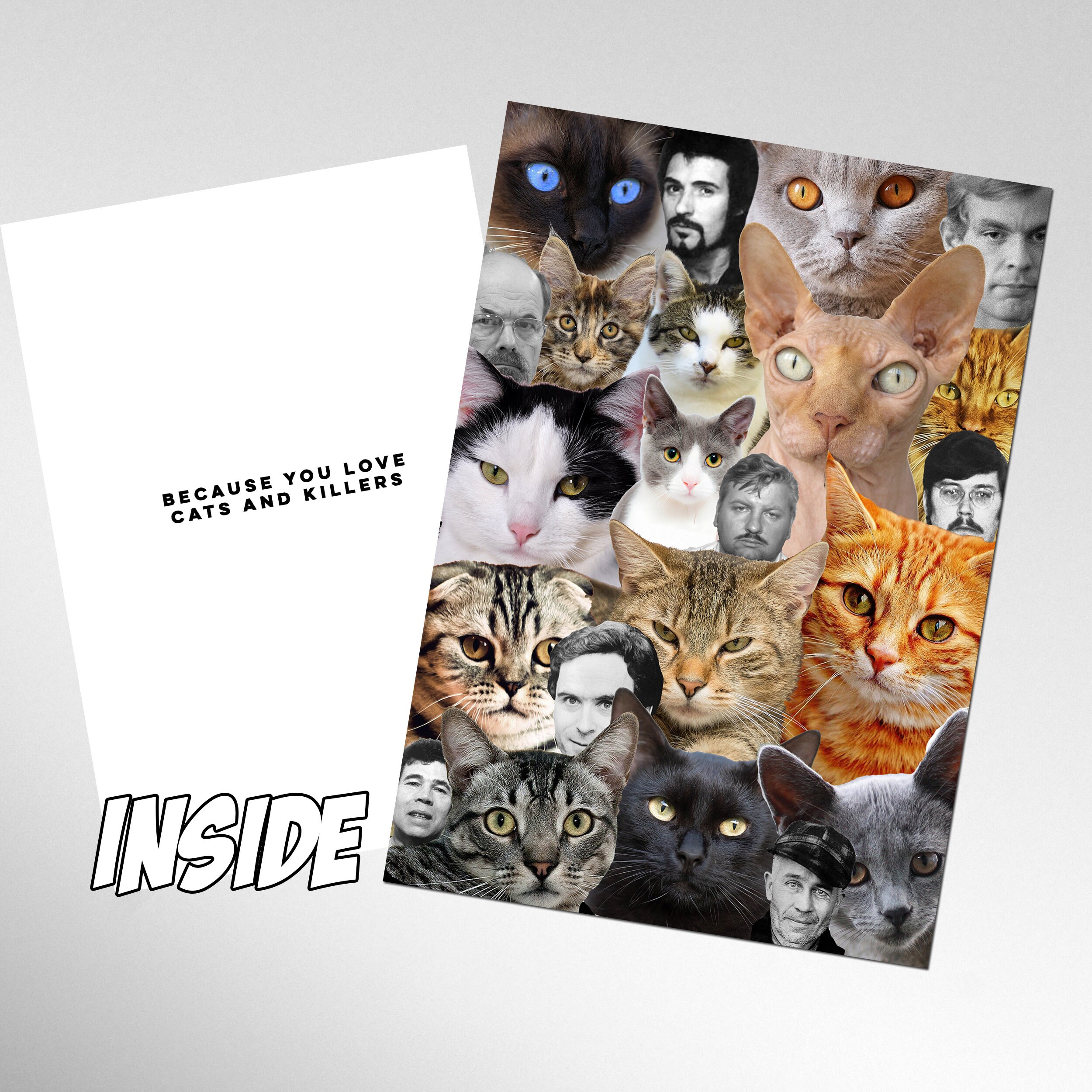 Cats & Killers FREE DELIVERY Birthday Card Serial Killers Valentines ...