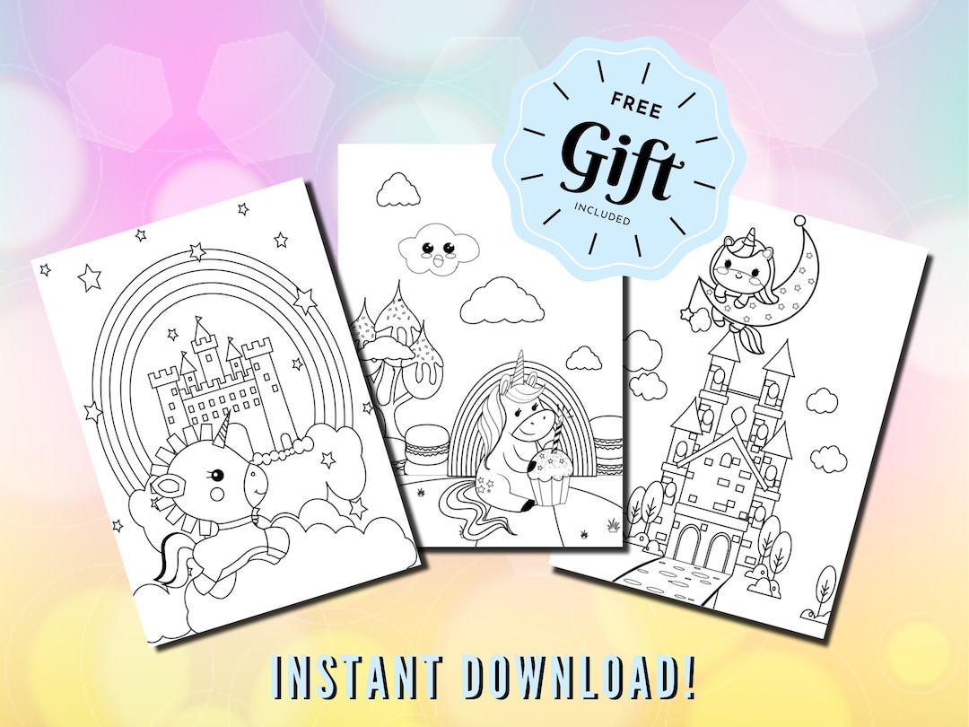 Cute Sweet Unicorn Coloring Pages. Free Gift Extra. Creative Kid ...
