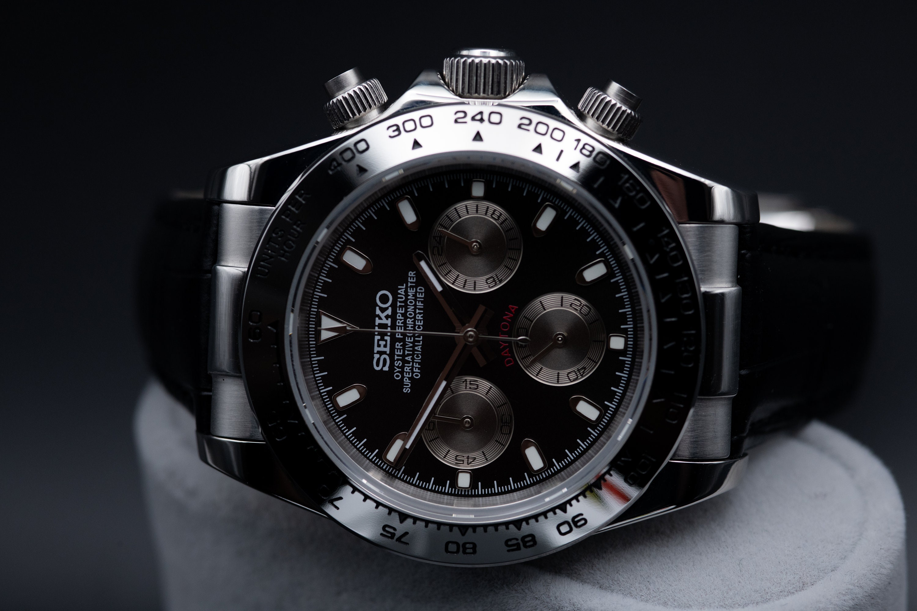 Seiko Homage Daytona-stainless Steel-black Dial-moonrock Sub Dials ...