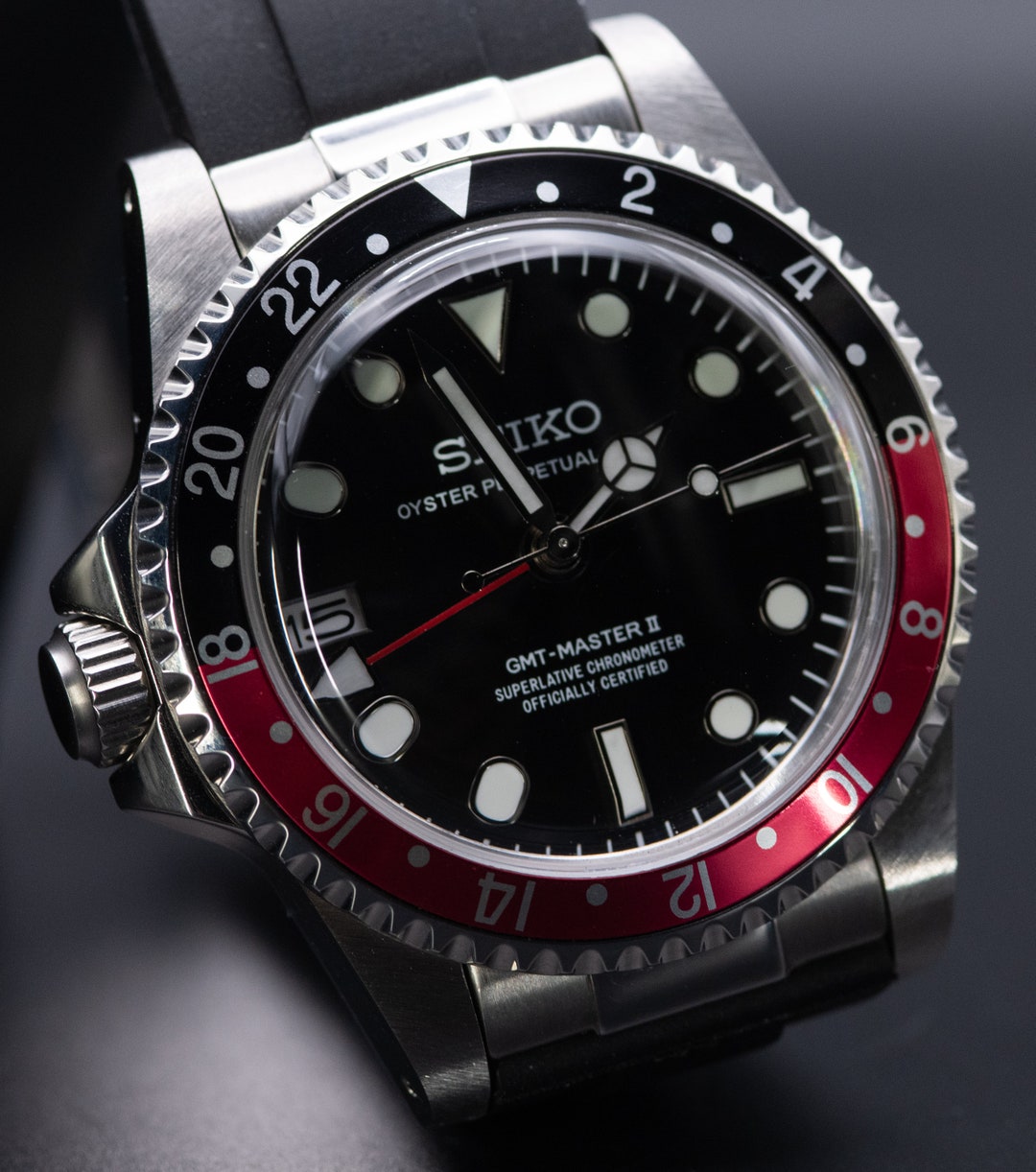 Seiko Homage Destro Coke GMT Master II thick Edition With Solid End ...