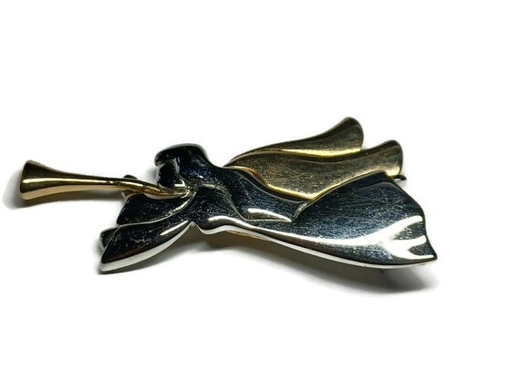 Vtg 80s Horizontal Angel Pin Gold/silver Tone - Etsy