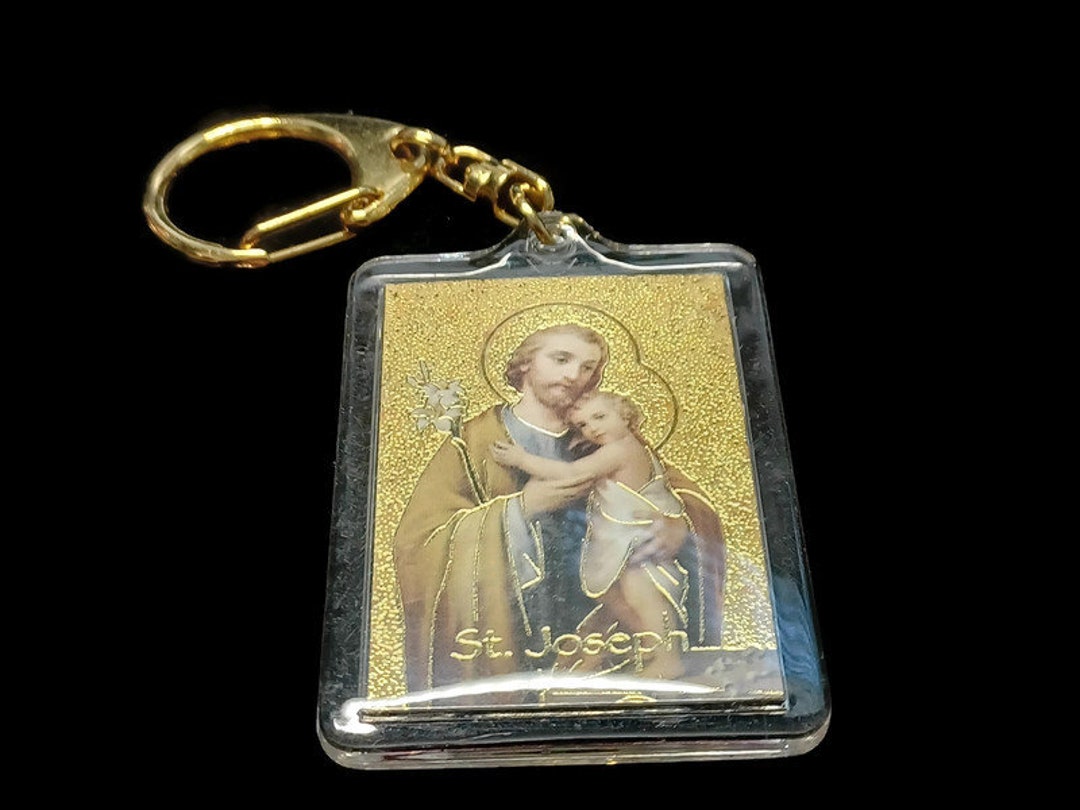 Vtg 90s St. Joseph Key Chain With Color Portrait - Etsy