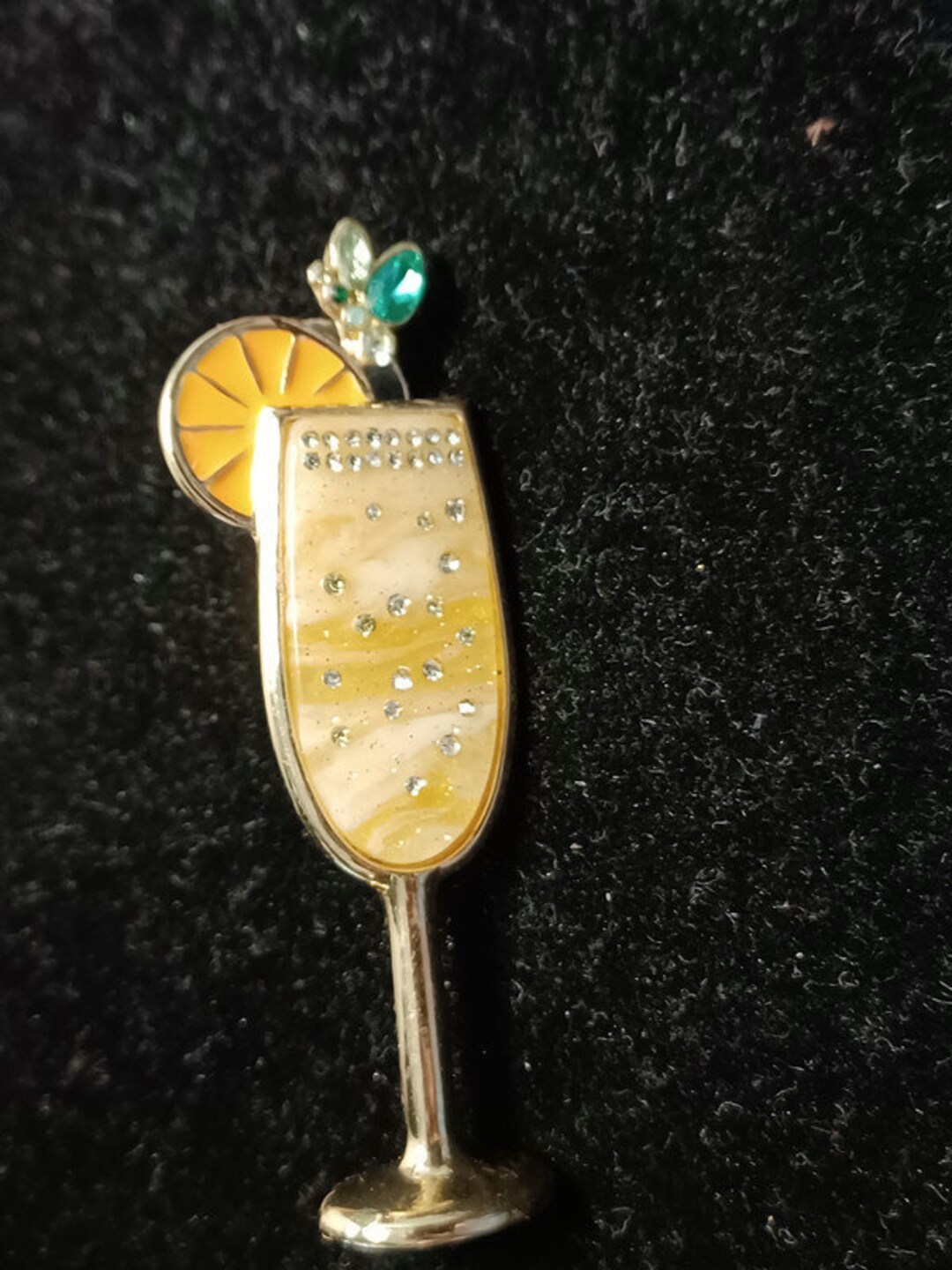 Vtg 90s Enamel Mimosa Cocktail Pin - Etsy