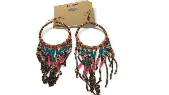 Vtg 90s Carole Hippie Earrings NOS