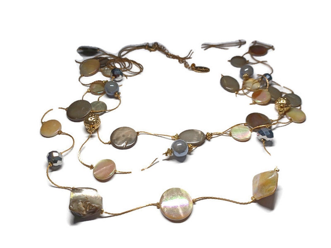 Vtg 90s Julian & CO Abalone Shell With Many Baubles Necklace - Etsy