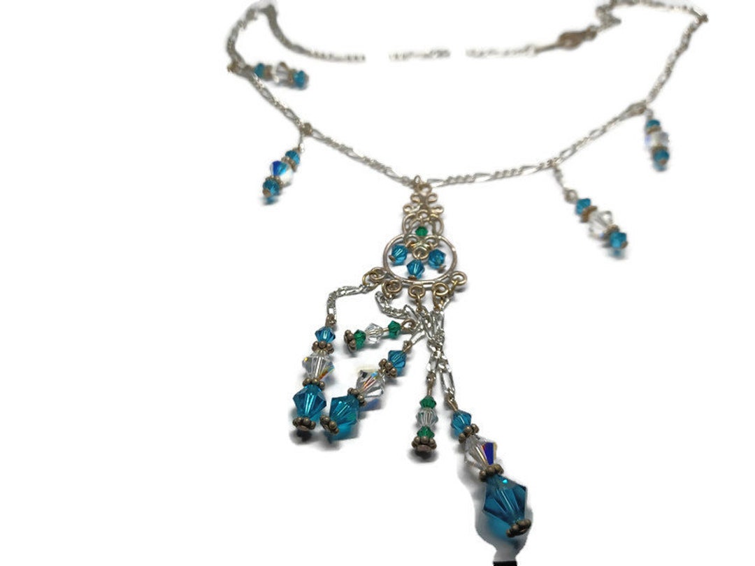 Vtg 80er Blau/Klare Kristall Quaste Kette - Etsy Österreich