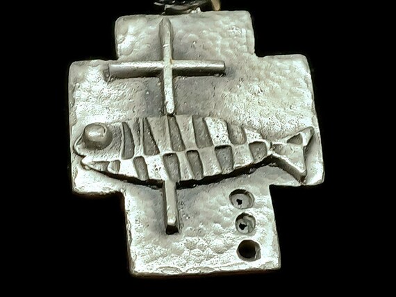 Vtg 80s Christian Symbols Cross Necklace - Gem