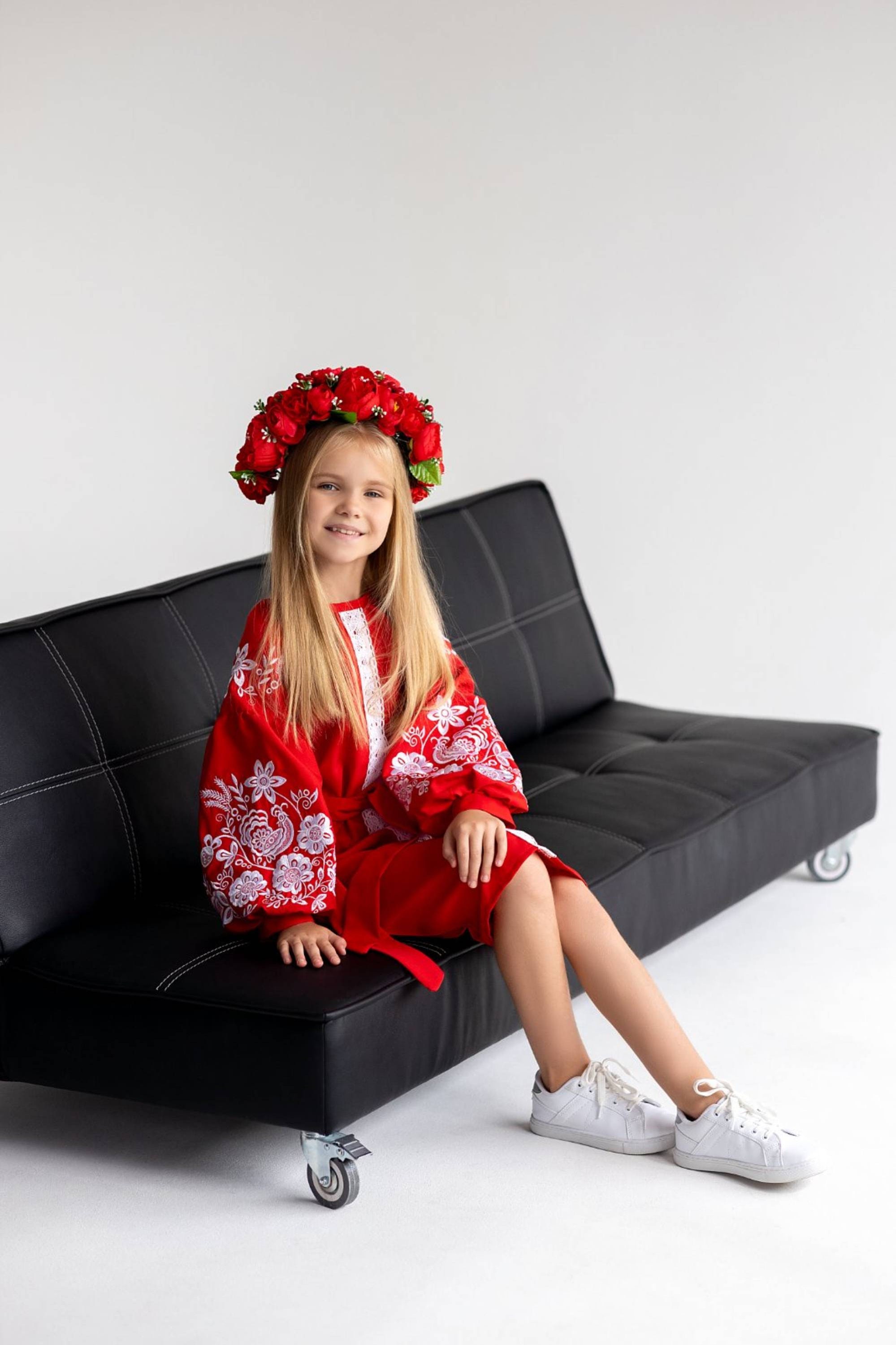 Ukrainian Red Dress With Embroidery, National Dress With Ornaments ...