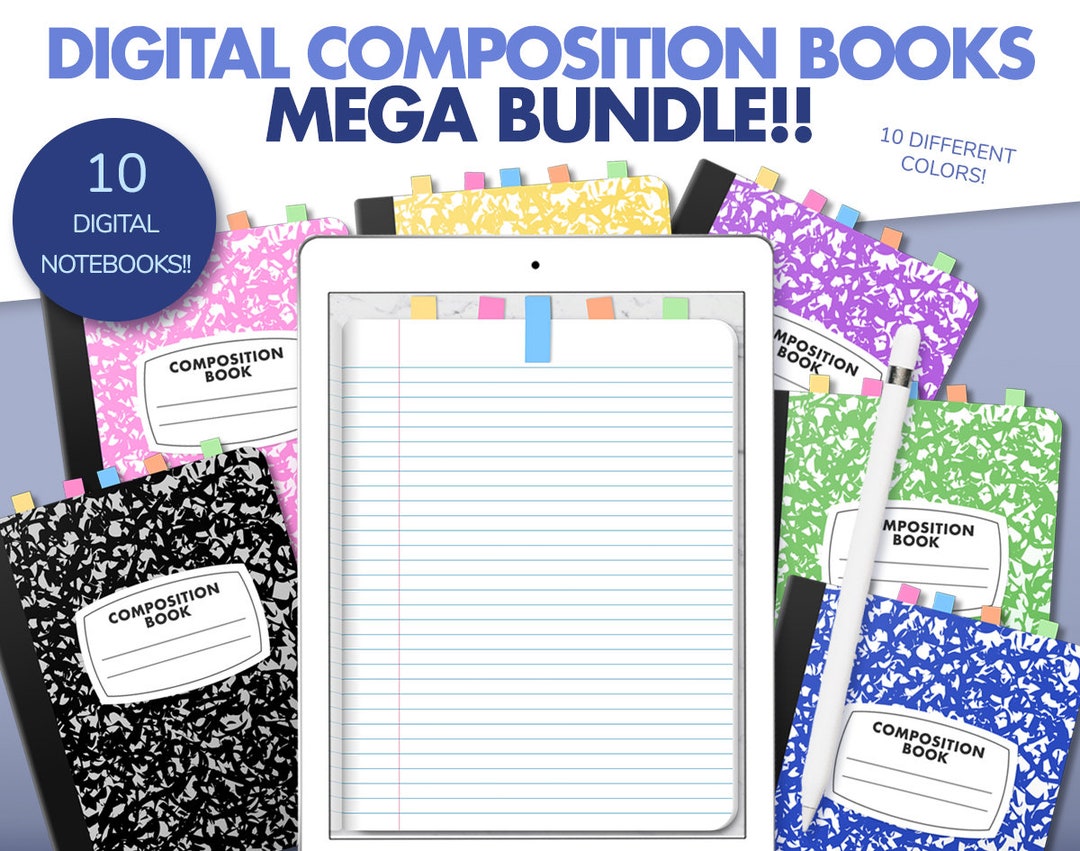 5 Subject Digital Notebook, Composition Book Bundle of 10 Digital ...
