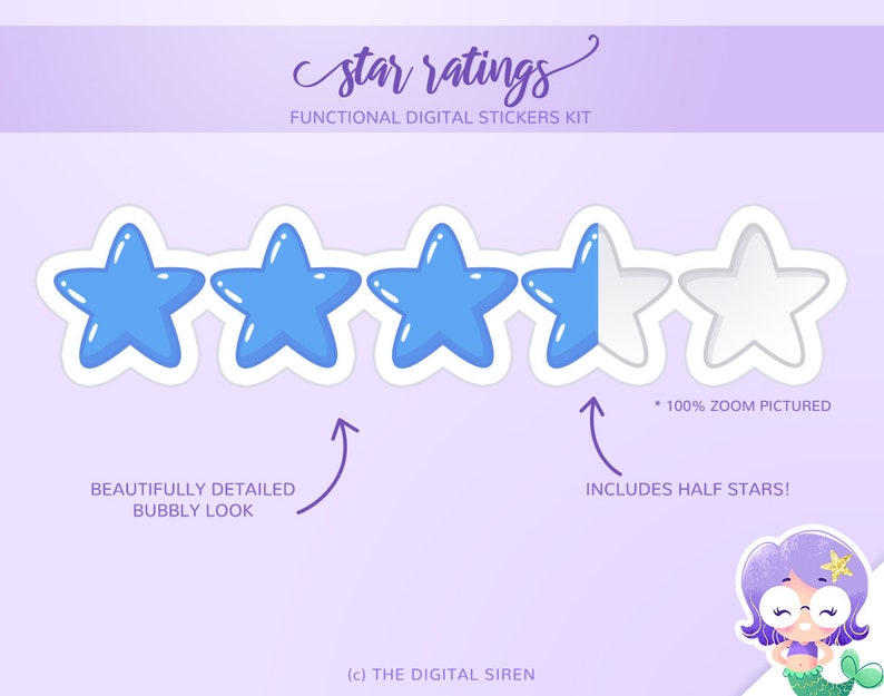 Star Ratings Functional Stickers Kit, 5 Stars Rating Stickers Pre ...