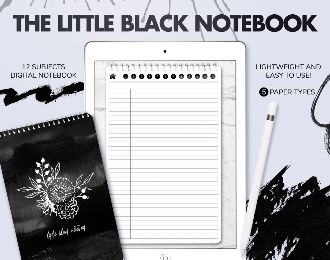 12 Subject Digital Notebook Black Digital Note Books Meeting - Etsy