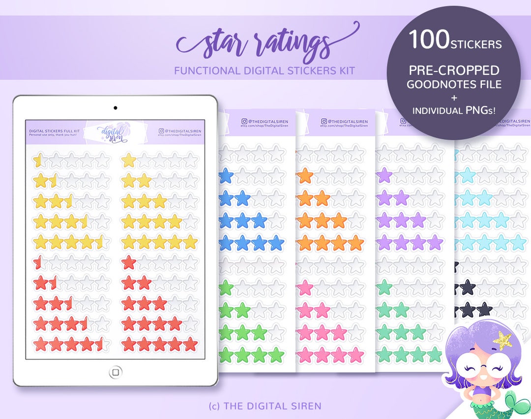 Star Ratings Functional Stickers Kit, 5 Stars Rating Stickers Pre ...