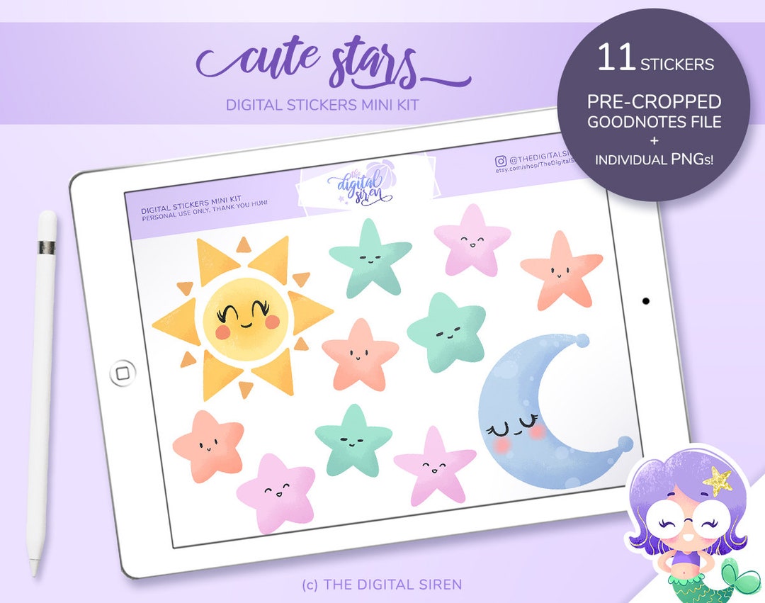 Digital Planner Sticker Mini Kit Cute Sun Moon and Stars - Etsy