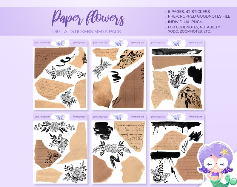 Bujo Digital Stickers Torn Kraft Paper Jw Digital Stickers | Etsy