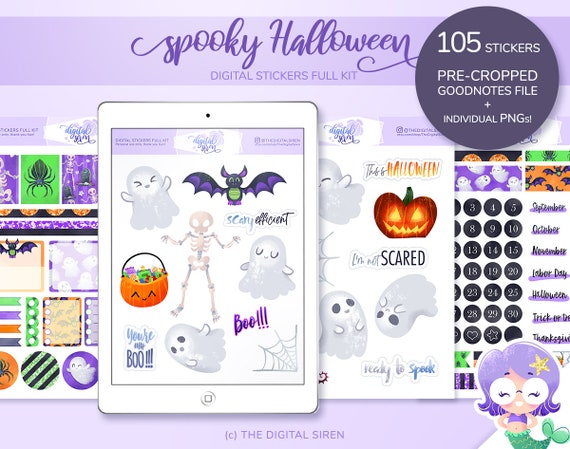 Spooky Halloween digital stickers full kit digital planner | Etsy