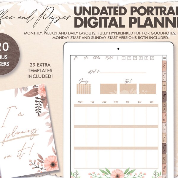 Undated Digital Planner Portrait - Etsy