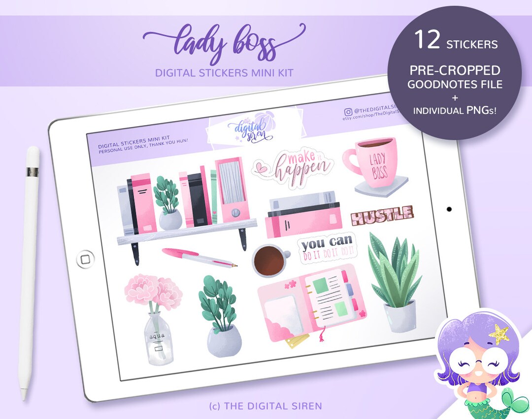 Lady Boss Digitale Planer Aufkleber, vorgeschnitten, PNG (Goodnotes ...