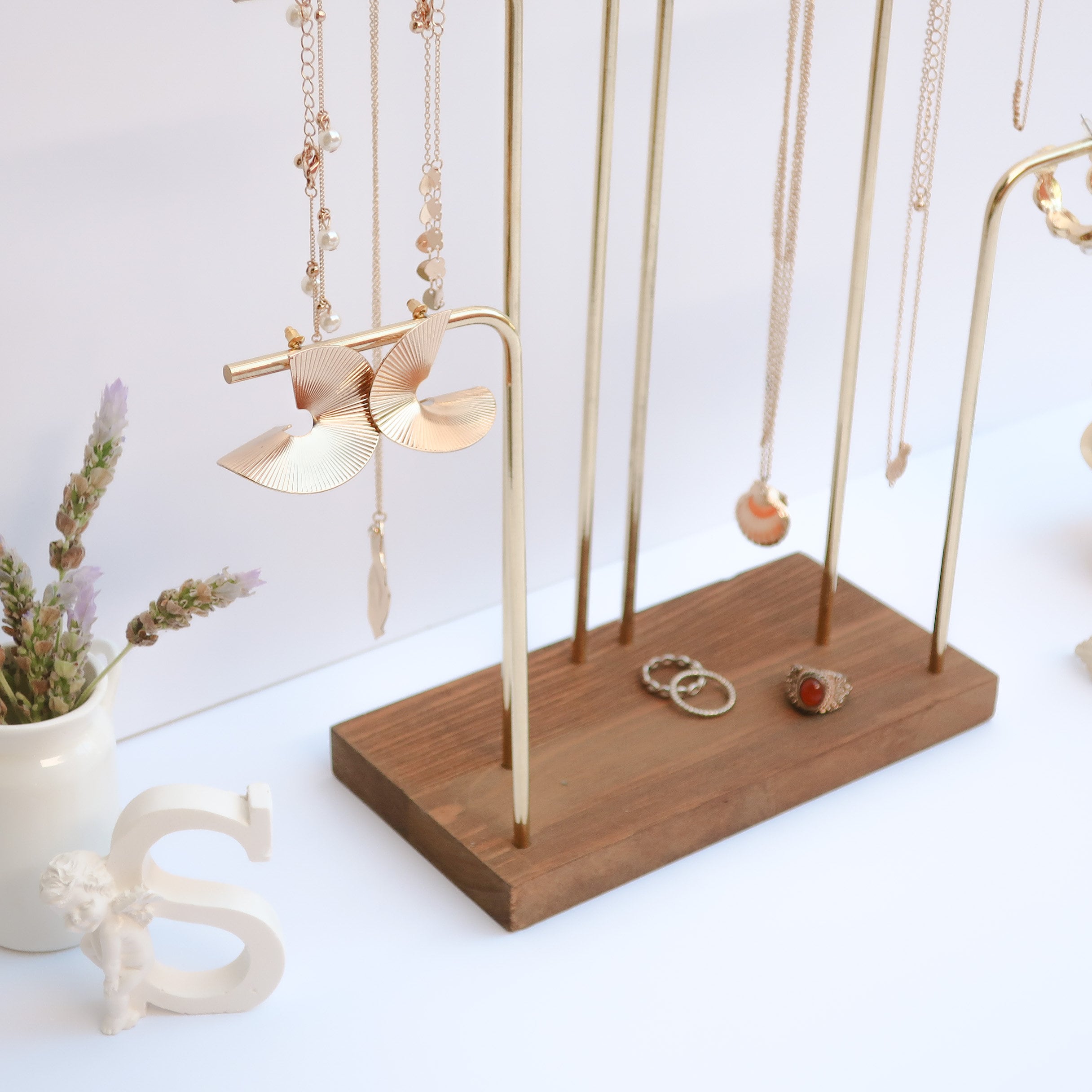 Walnut Wood Jewelry Stand for Long Necklace Earring | Etsy