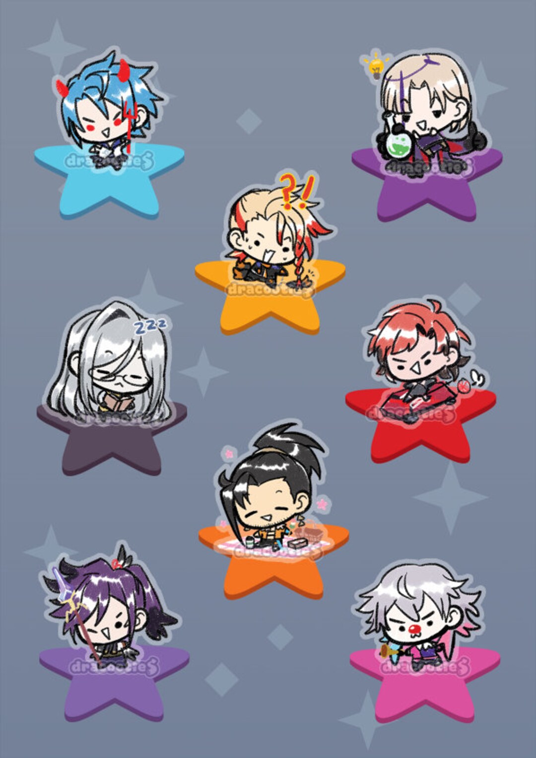 Holotempus Mini Standees Unofficial Fan Merch Regis Altare, Magni Dezmond, Axel Syrios, Noir ...